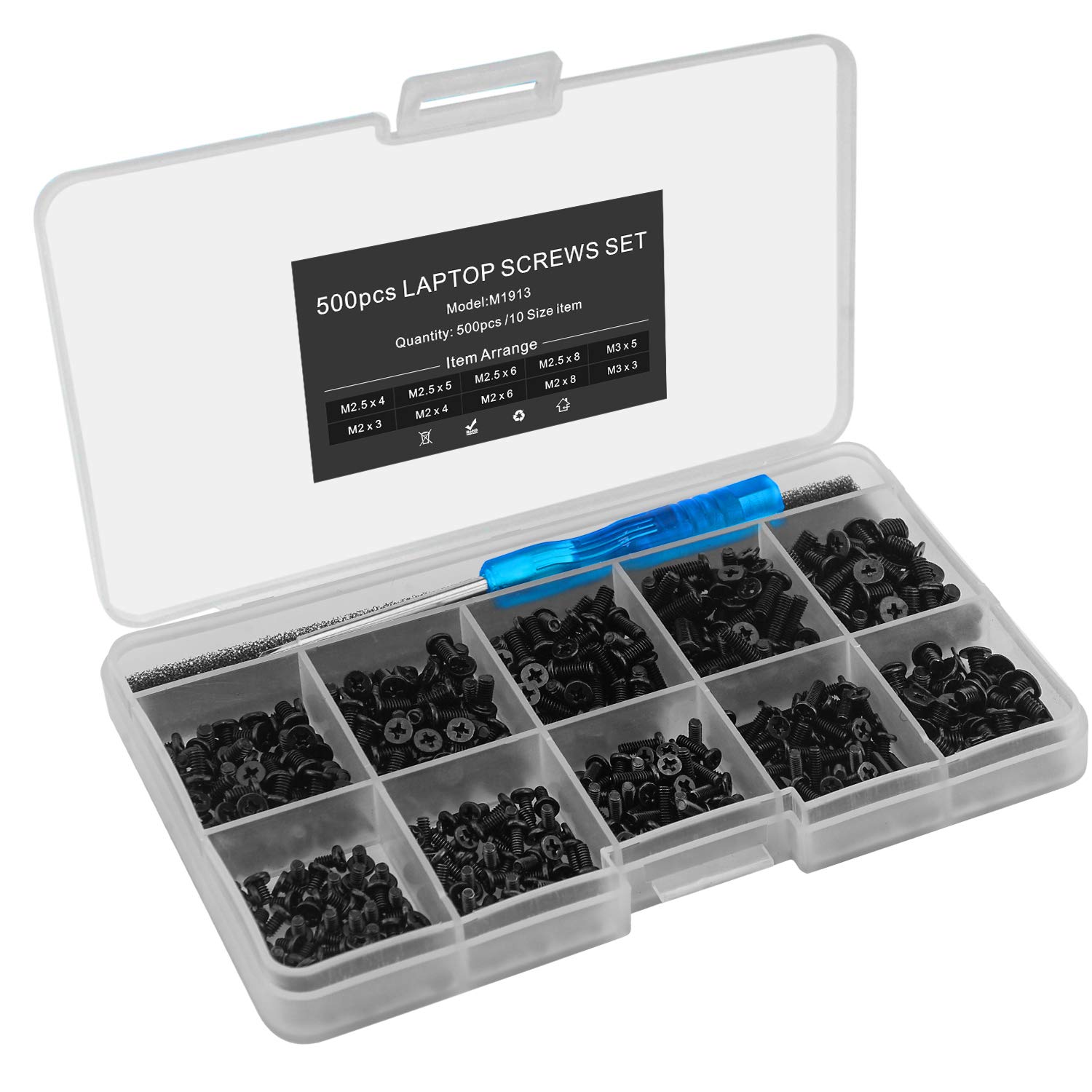 Mcsher 500pcs Laptop Notebook Screws Set for IBM HP Dell Lenovo Samsung Sony Toshiba Acer Gateway Screw Assortment Kit – with Screwdriver
