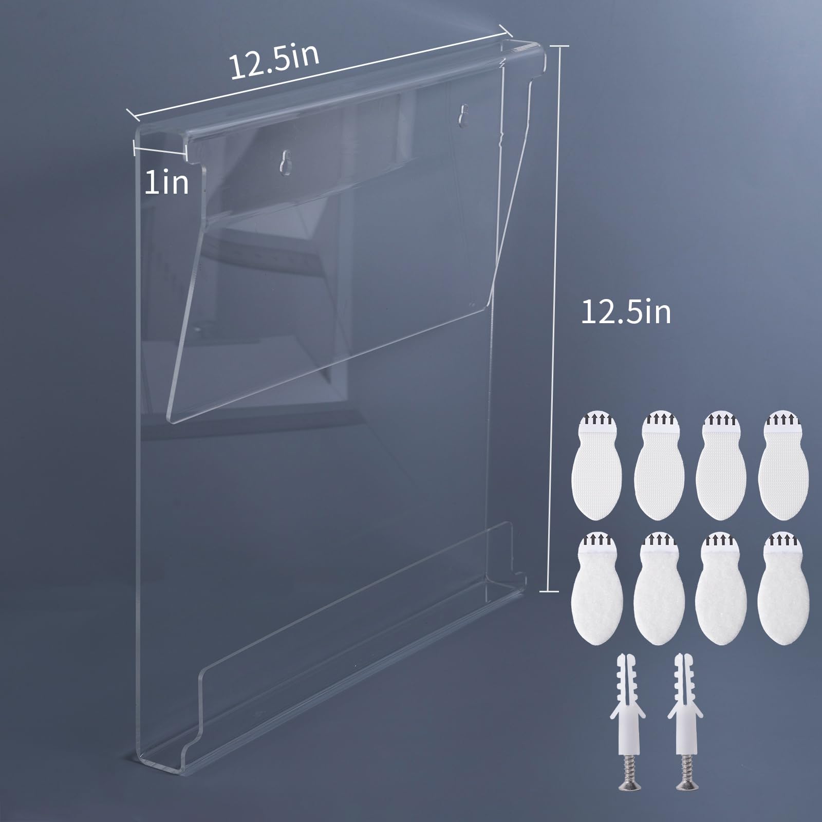 Antilope Vinyl Record Display Holder Wall Mount Self Adhesive, 12x12 Clear Acrylic Record Album Storage Rack Organizer Hold from 1 to 6 Single LPs (2 Pack)