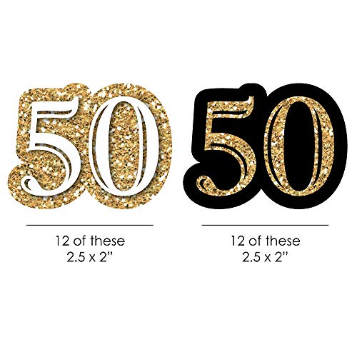 Adult 50th Birthday - Gold - Paper Straw Decor - Birthday Party Striped Decorative Straws - Set of 24
