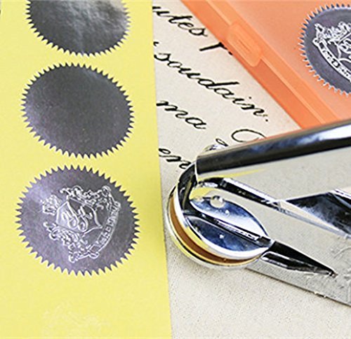 MDLG 100 Pack Blank Silver Embosser Stickers Metallic Scallop Edge Embossed Stickers Stamp Sealing Blank Certificate Self-Adhesive Stickers (Silver)
