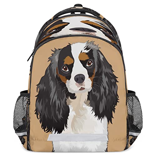 Cavalier King Charles Spaniel Backpack for School, Laptop Backpack Bookbag for Students Travel Business with Reflective Strip