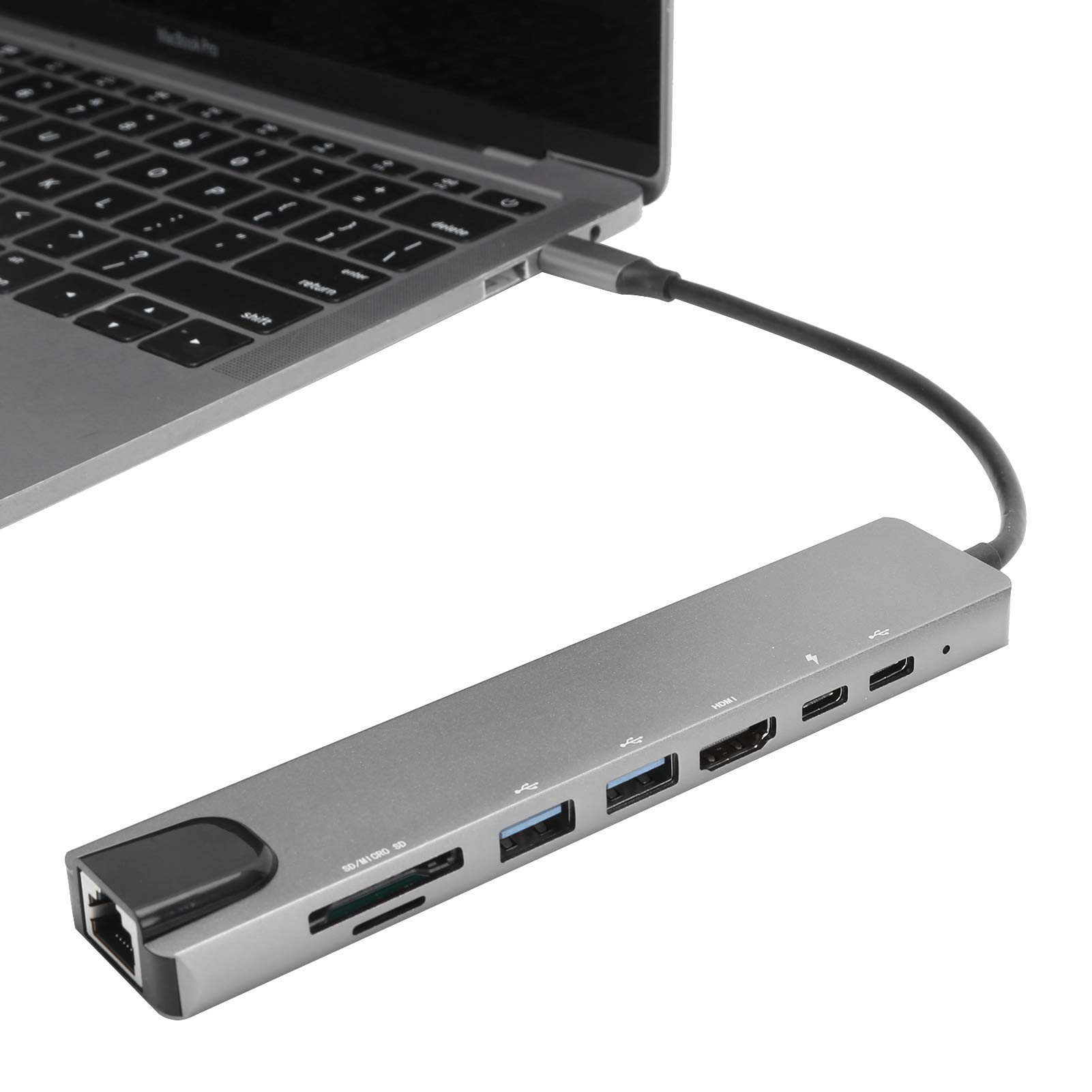 wendeekun TypeC Docking Station,8 in 1 TypeC Converter TypeC to PD/HDMI/RJ45/Memory Card/Storage Card/USB3.0 Adapter,Easy and Convenient Expansion