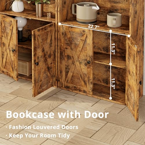 IRONCK Tall Bookcase with LED Lights, 70 in Industrial Bookshelf Display Shelf Floor Standing for Home Office, Living Room, Bed Room