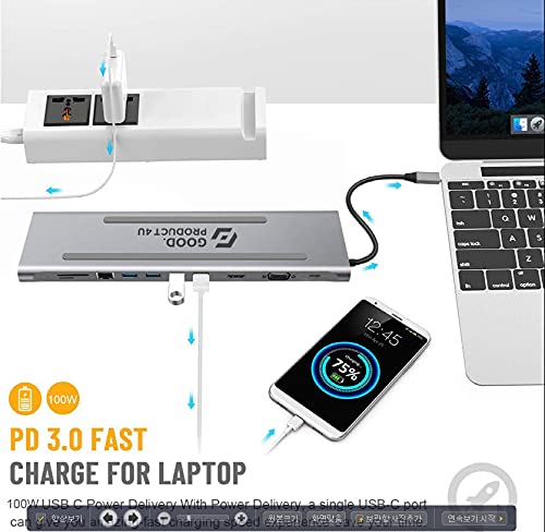 USB C Hub, PowerExpand 11-in-1 with 100W Power Delivery, 4K 60Hz HDMI Port, USB C and 2 USB A Data Ports, Ethernet Port, 3.5mm Audio, Micro SD and SD Card Reader for MacBook Pro Accessories