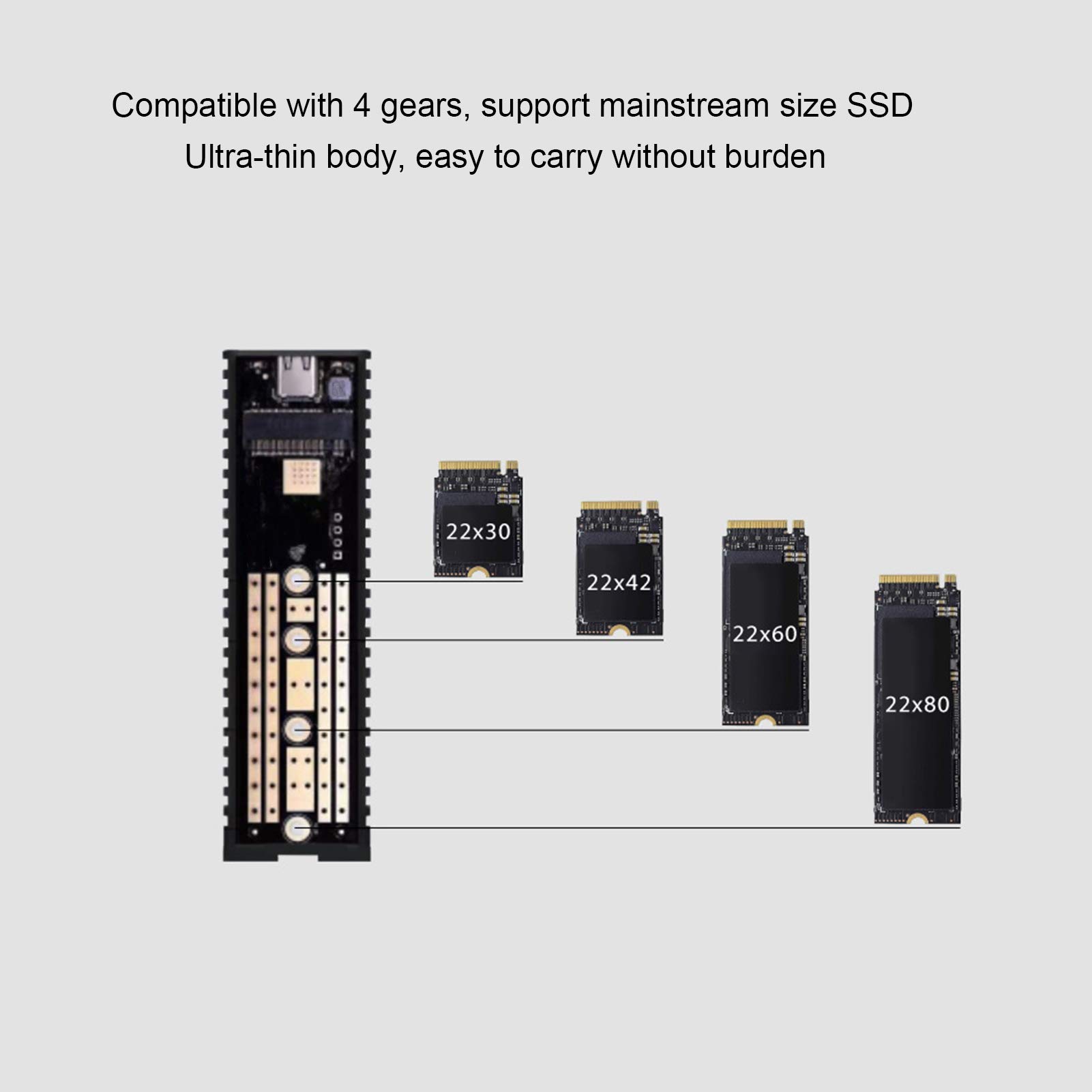 wendeekun Aluminum Portable External Solid State Drive SSD Hard Shell, Solid State Drive M.2 to USB3.1 NVME Key Adapter M2 SSD Hard Shell Computer Accessories,Sturdy and Wear-Resistant