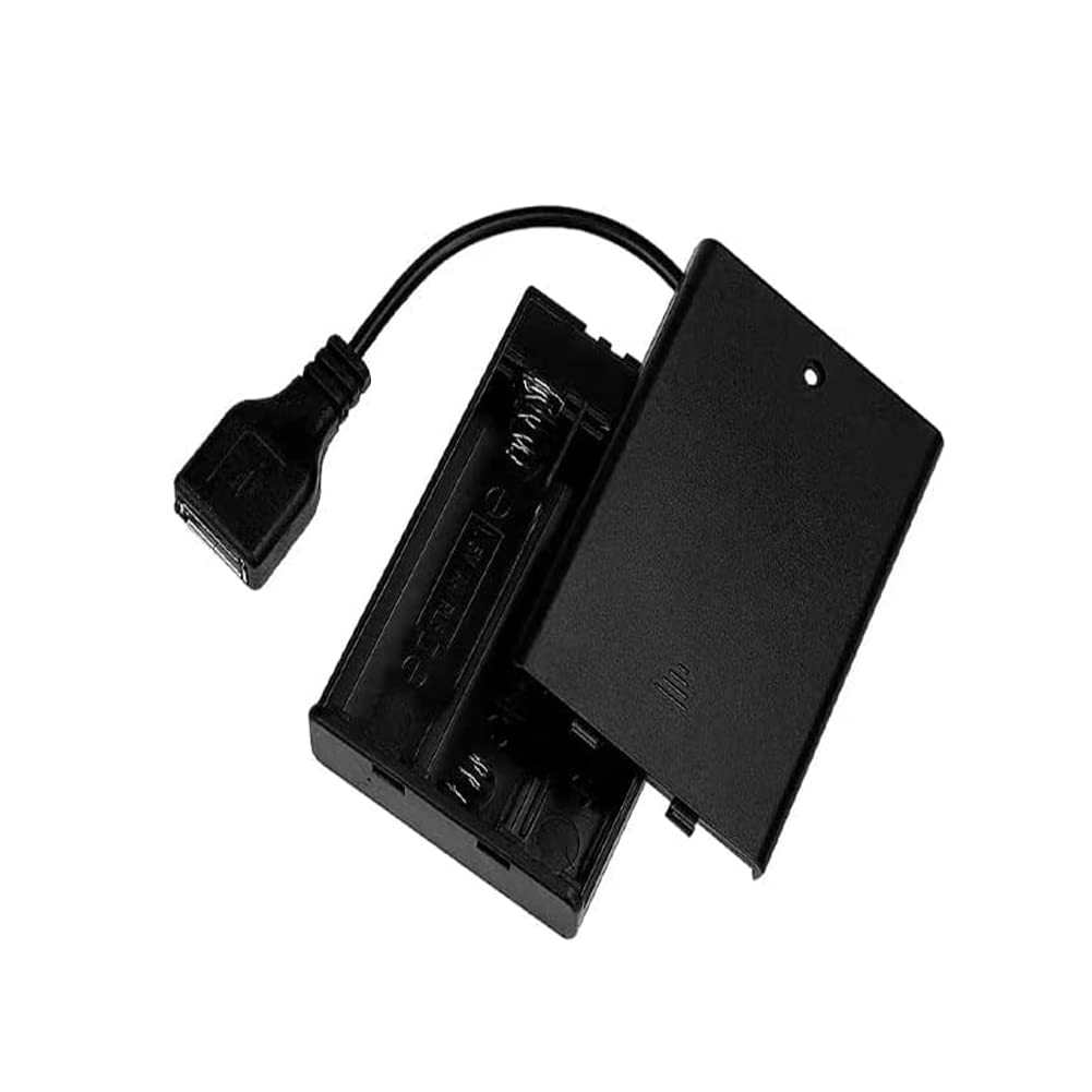 AIMPGSTL AA Battery Holder Plastic Storage Boxes 3Pcs 3 AA Battery Holder, 3 AA Battery Case Box Holder 4.5-5V with Cover and On/Off Switch, with USB Cable