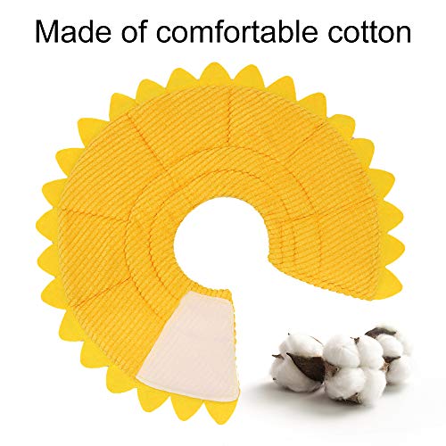SLSON Cat Recovery Collar Pet Cone Collar Soft Protective Cotton Cone Adjustable Fasteners Collar for Cat and Puppy, Yellow (S)
