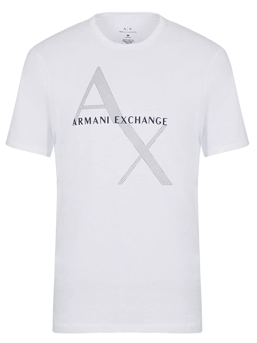 A|X ARMANI EXCHANGE mens Crew Neck Logo Tee T Shirt, Quilted Logo White, Small US