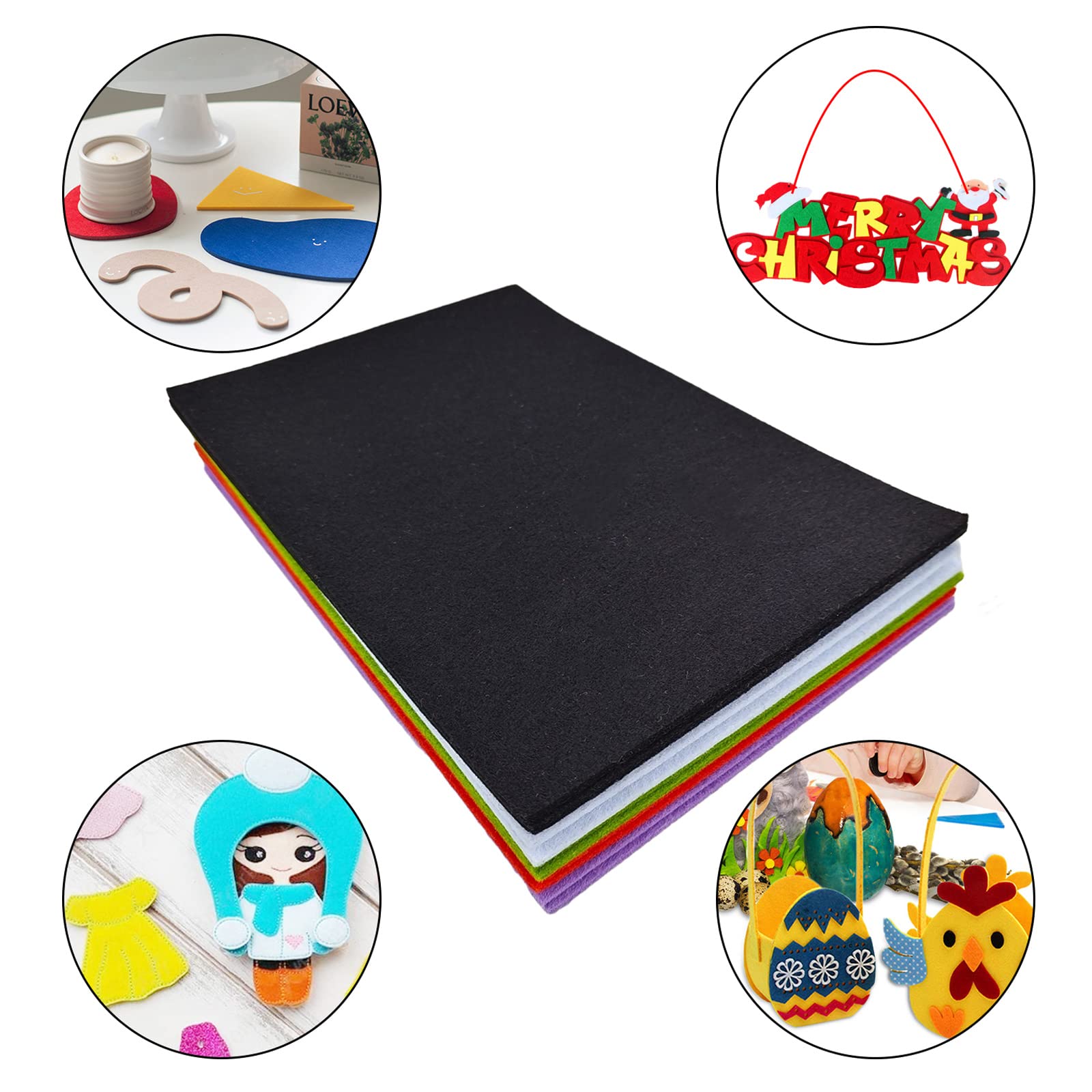 Jtnohx Felt, 3mm Thick Felt Sheets, 8"x12" Felt Fabric for Crafts, 10 Pcs Hard Stiff Felt for Sewing Holiday & DIY(Halloween Colors Series)