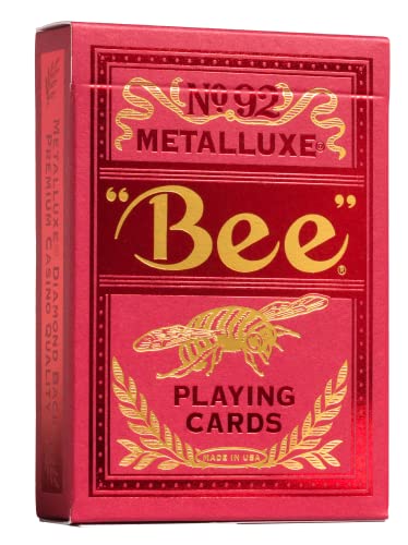 bee MetalLuxe™ Playing Cards - Red Foil Diamond Back, Standard Index