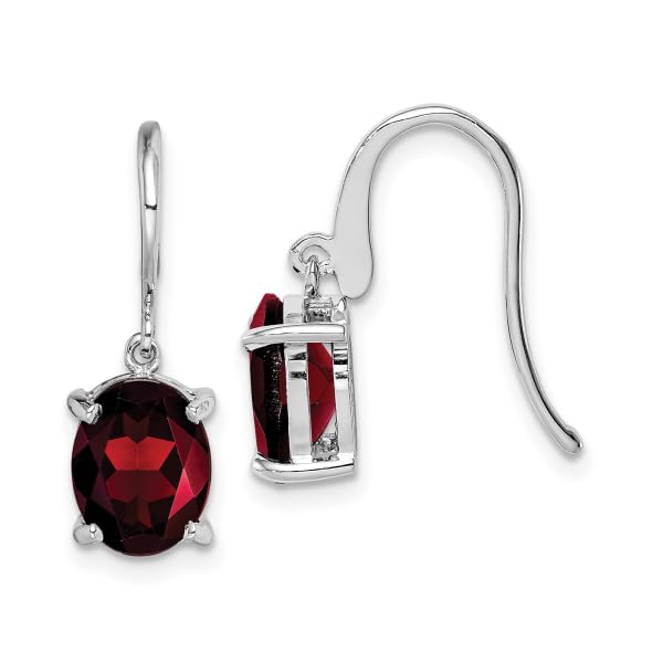 925 Sterling Silver Red Garnet Wire Drop Dangle Earrings