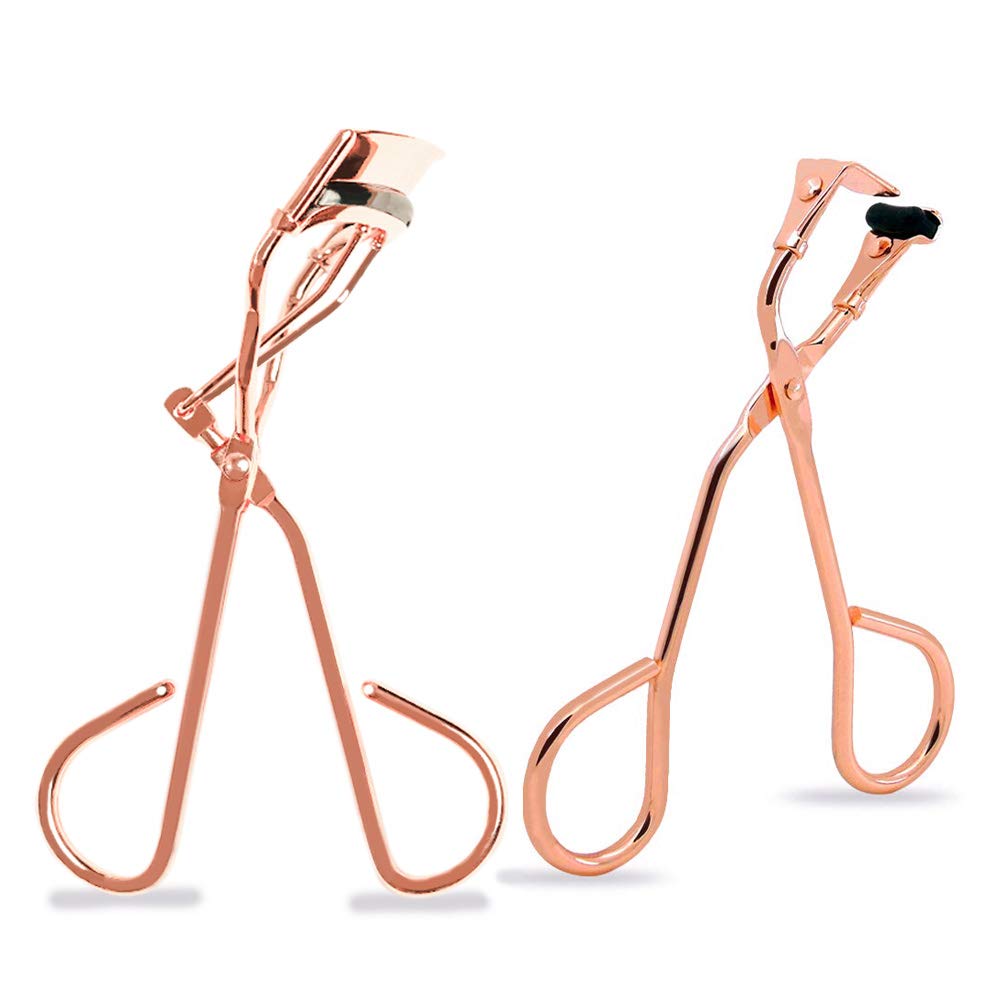 Eyelash Curler, Golden Eyelash Makeup Tools Set with Eyelash Curler, Mini Eyelash Curler, Black Silicone Refill Pads, Professional Lashes Curler, Stainless Steel, Fits Various Eye Lashes New