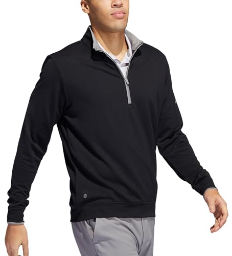adidas Men's UPF Quarter Zip Pullover, Black, X-Large