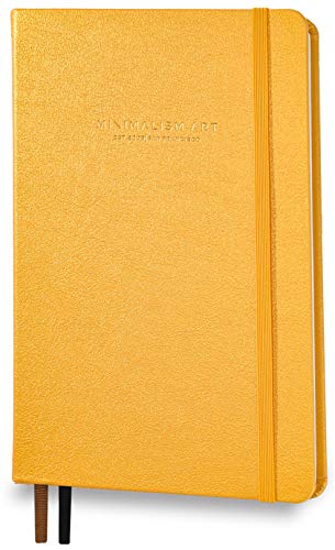 Minimalism Art, Premium Hard Cover Notebook Journal, X-Large Size, Master A4 8.3" x 11.4", 186 Numbered Pages, Gusseted Pocket, Ribbon Bookmark, Extra Thick Ink-Proof Paper 120gsm (Dotted, Amber)