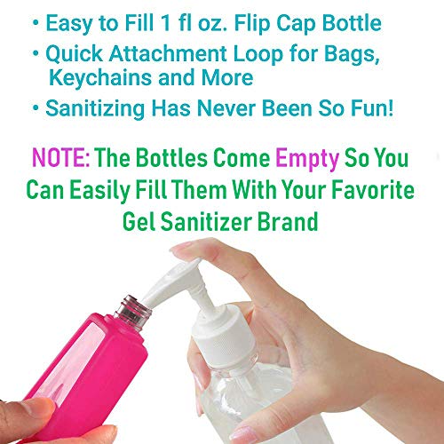 6Pcs Portable Empty Bottles Hand Sanitizer Bottles Holder Cartoon 30ml Leak Proof Refillable Plastic Travel Bottles with Detachable Silicone Protective Case Liquid Soap Containers for Kids (Style A)
