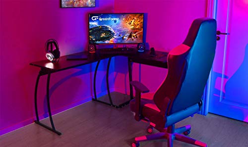GreenForest L Shaped Gaming Desk 58.1 inch Home Corner Office Desk Writing Studying Computer Table PC Workstation for Home Office Bedroom, Black