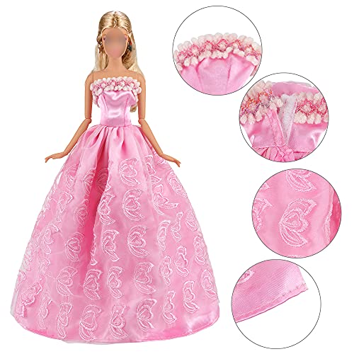 BARWA 5 Pcs Handmade Doll Clothes Wedding Gowns Party Dresses for 11.5 inch Dolls (A:5 Pcs Dresses(Random Style))