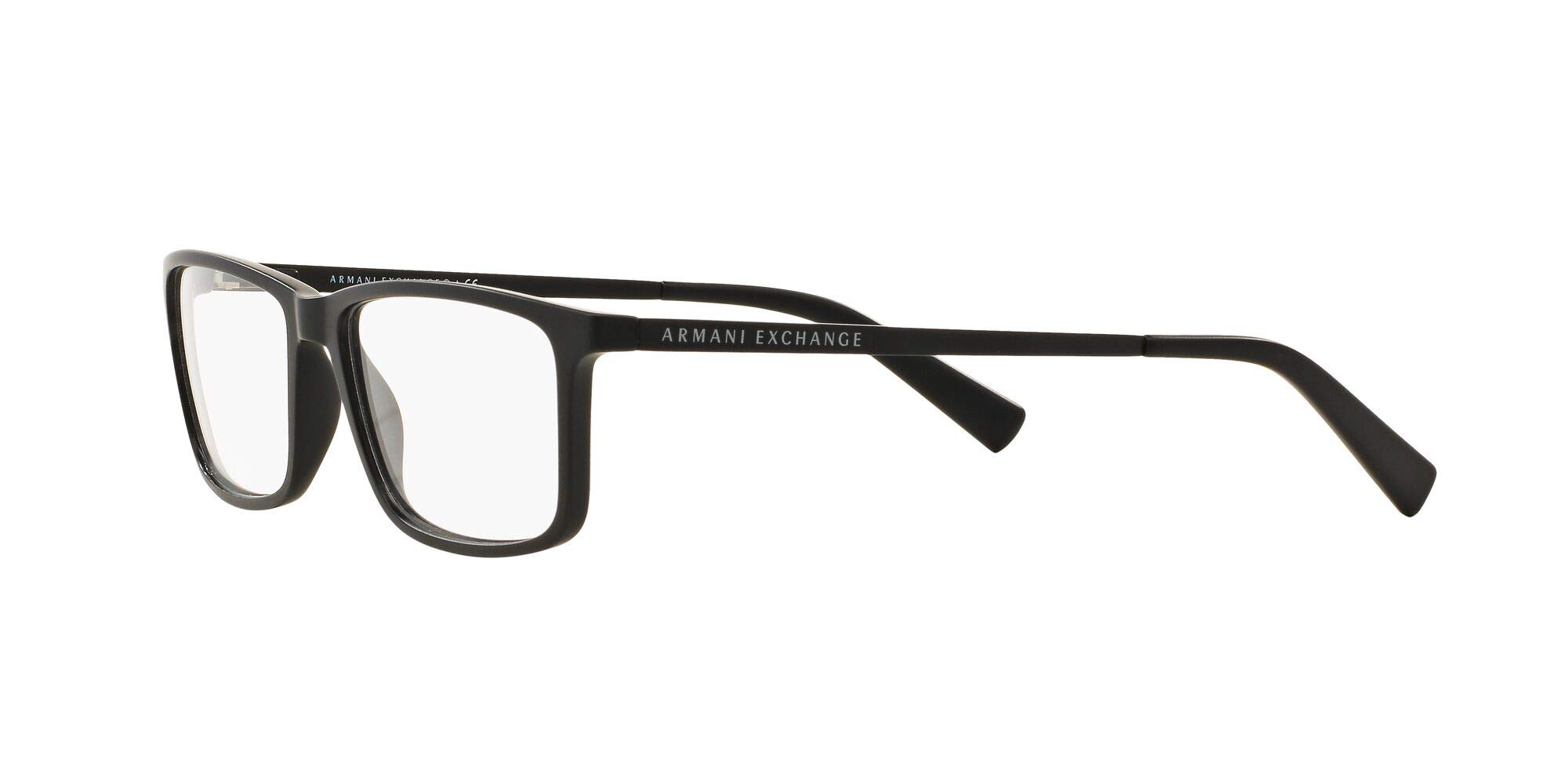 A|X ARMANI EXCHANGE Men's AX3027 Rectangular Prescription Eyeglass Frames, Matte Black/Demo Lens, 55 mm
