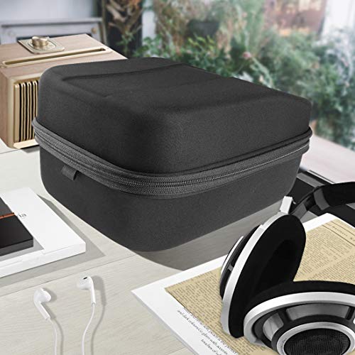 Geekria Shield Case for Large Sized Over-Ear Headphones, Replacement Protective Hard Shell Travel Carrying Bag with Cable Storage, Compatible with Beyerdynamic DT880Pro, AKG K701 Headsets (Black)