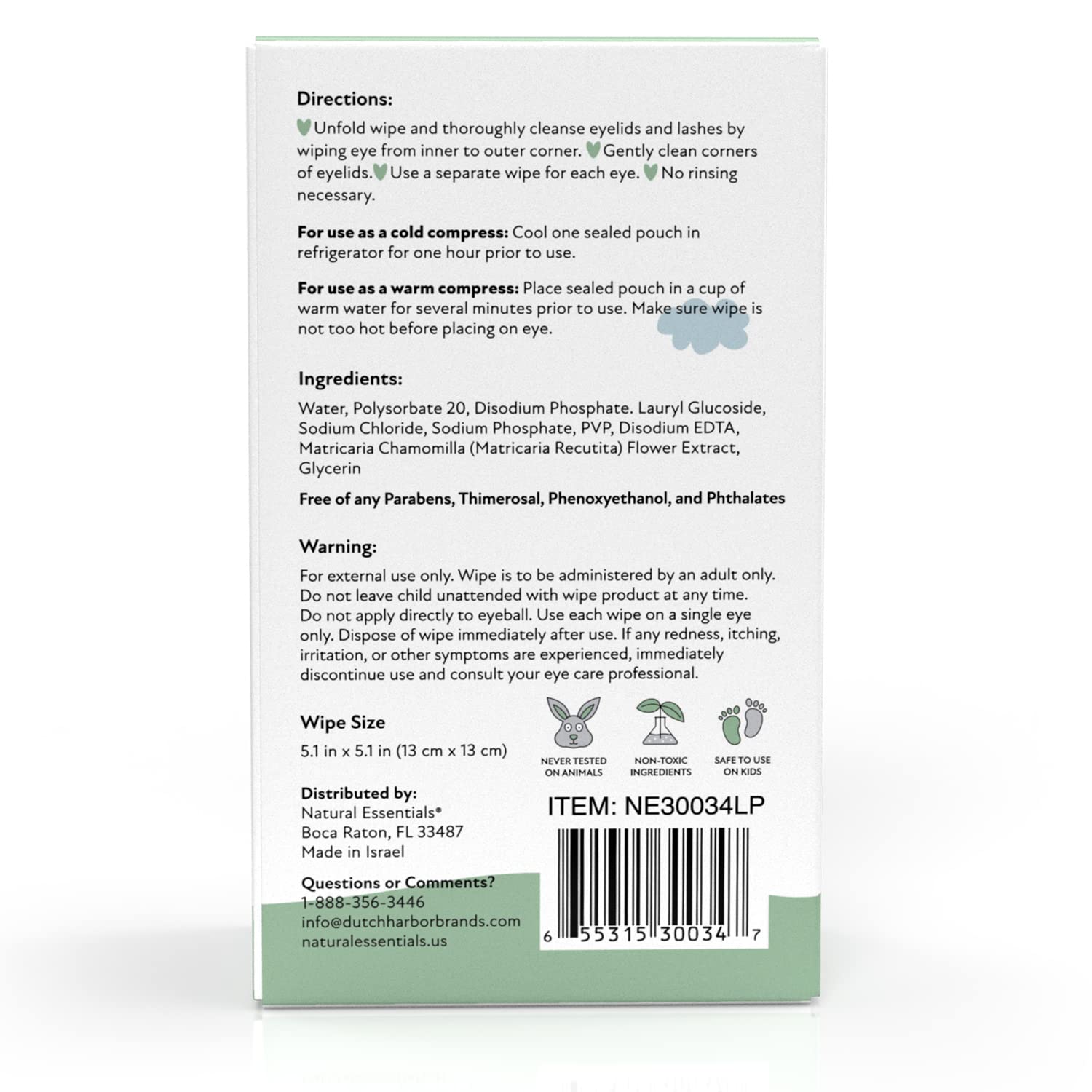 Natural Essentials Lil' Peepers Bundle - Baby Eyelid Cleansing Wipes, (30Ct) & 2 Packs of Moisturizing Nose Wipes (64 Wipes)