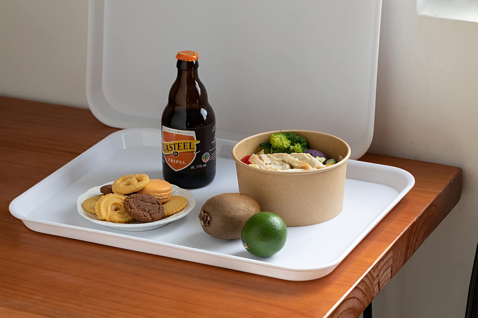 Aebeky Plastic Cafeteria Trays,Fast Food Serving Trays,13"X17",Set of 6(White)
