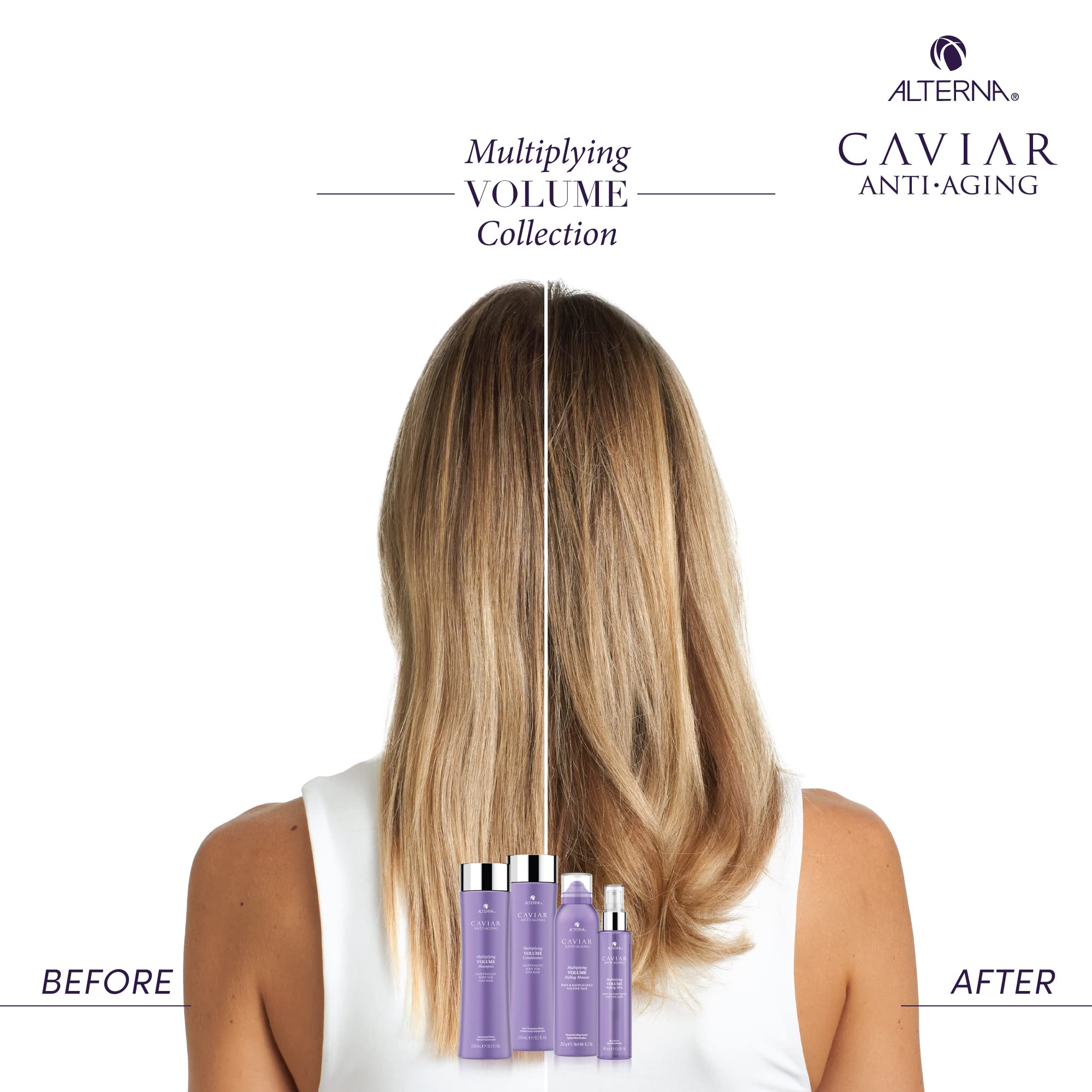 Alterna Caviar Anti-Aging Multiplying Volume Shampoo, Conditioner, Styling Mist Regimen Starter Set | For Fine, Thin Hair | Create Instant Volume and Thickness | Sulfate Free