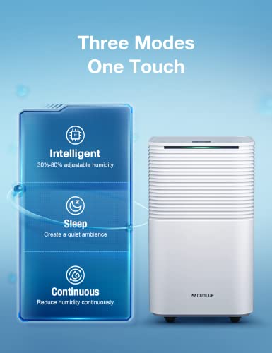 BUBLUE 2000 Sq. Ft Dehumidifier for Basements, Home and Large Room with Auto or Manual Drainage | 36 db Industry Leading Noise Reducing | Integrated Air Filters, 3 Operation Modes, Clothes Drying