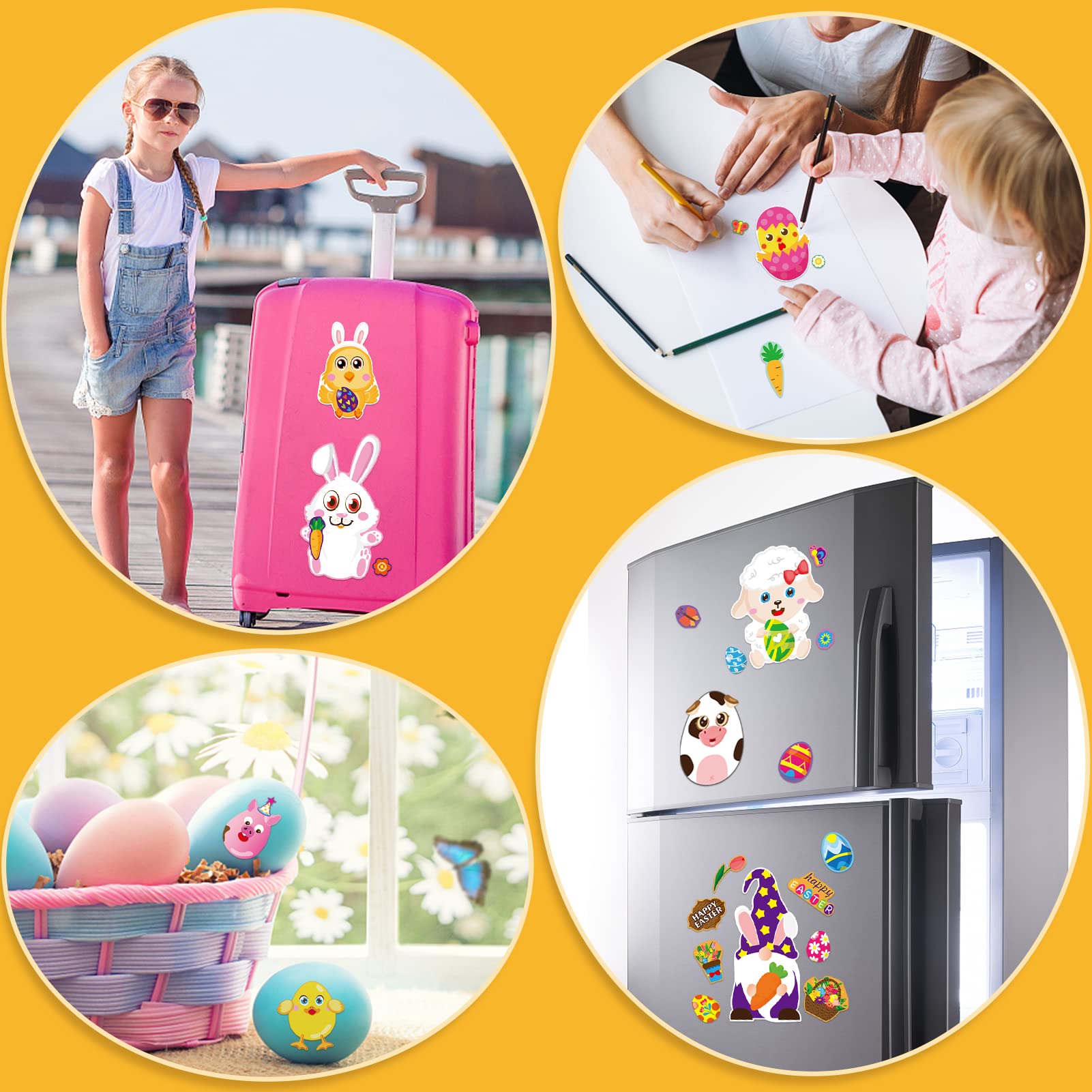 AOLDHYY 36 PCS Easter Make Your Own Stickers Mix and Match Stickers with Chick Bunny Egg Sheep Easter Stickers for Kids Party Favors Supplies Easter