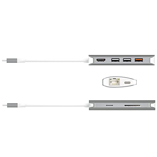 j5create USB-C 9-in-1 Multi Adapter Multi Adapter HDMI/Ethernet/USB 3.1, SD and MicroSD/PD 3.0 | 4K HDMI for MacBook | ChromeBook |USB-C Devices (JCD383)