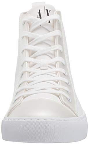 A|X Armani Exchange Men's Project Logo High Top Lace Up Sneaker, Optical White icon, 9 M US