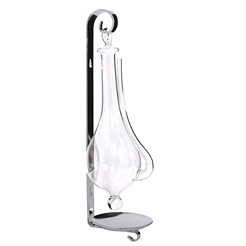 Ambient Weather B1025C Antique Storm Glass Wall Mount Liquid Barometer with Drip Cup