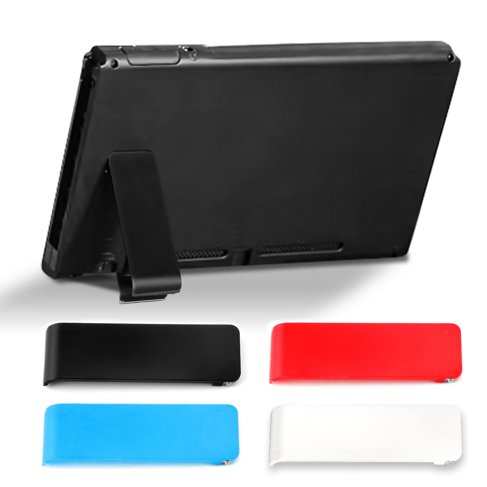 4pcs Back Stand for Nintendo Switch, Back Stand Kickstand Replacement Back Shell Holder Kickstand Replacement Compatible with Switch Console (4 Colors)