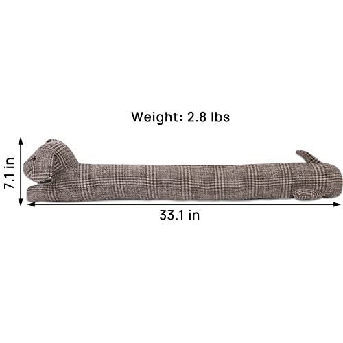CERAYOU 36 Inch Heavy Duty Under Door Draft Stopper, Cute Animals Shape Door & Window Draft Guard to Save Energy, Decorative Weighted Bottom Insulation Stopper Noise Air Wind Dust Blocker, Plaid Dog