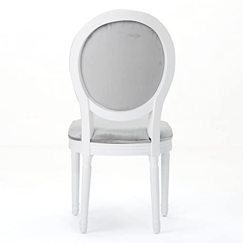 Christopher Knight Home Camille Traditional Velvet Dining Chairs, 2-Pcs Set, Horizon Grey / Gloss White