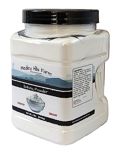 Baking Powder aluminum free by Medley hills farm 2 Lbs. in Reusable Container - Double acting aluminum free baking powder - Kosher - Premium Baking Powder for cooking - Baking - Made in USA