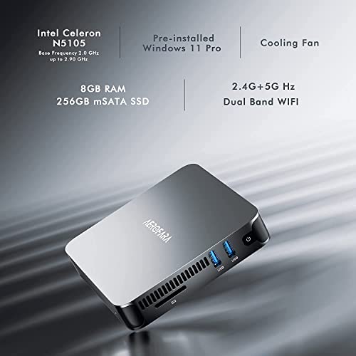 AEROFARA Mini PC Aero 2 Pro Desktop Computers with Intel 11th Celeron N5105 Processor 8GB RAM 512GB SSD,4K UHD Graphics,USB3.0, HDMI W11 PRO