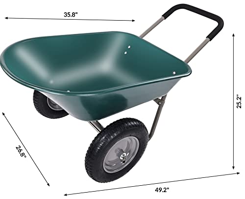 BalanceFrom Dual-Wheel Home Garden Yard Utility Wheelbarrow Cart with Built-in Stand