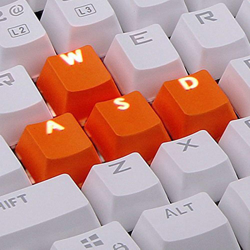 9 Keys PBT Backlit Keycaps, Replacement Key Cap Cover with Key Cap Puller, Orange Backlit Keycaps for Mechanical Gaming Keyboard (Only Sell Keycaps)