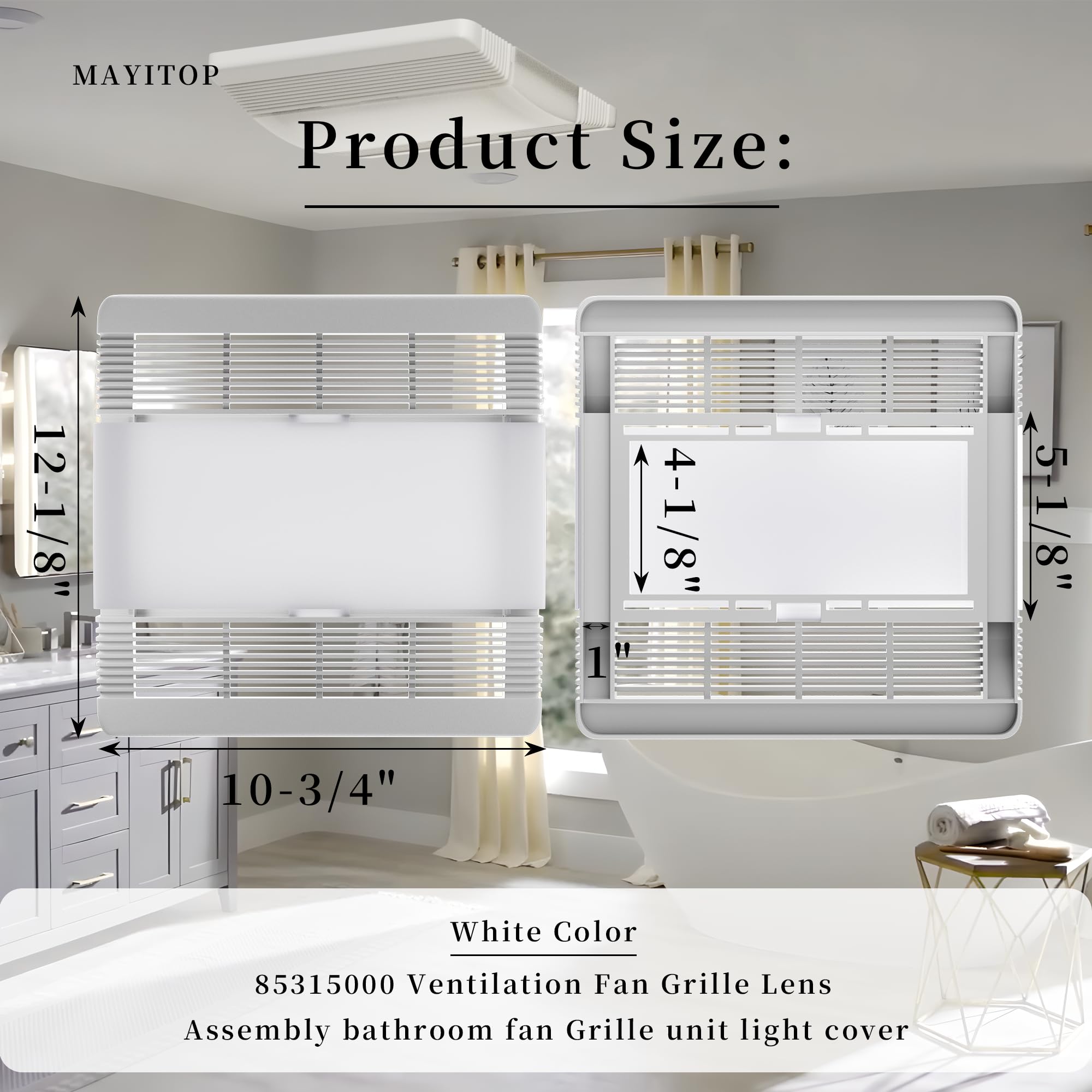 85315000 Vent Fan Cover Grille And Lens Replacement for Broan Nutone Bathroom Ventilation Plastic Cover,Bathroom Fan Exhaust Fits Broan Nutone 663,663N,663FL,663LN,669L,669LN,669FN,770F,763RLN,769RLN