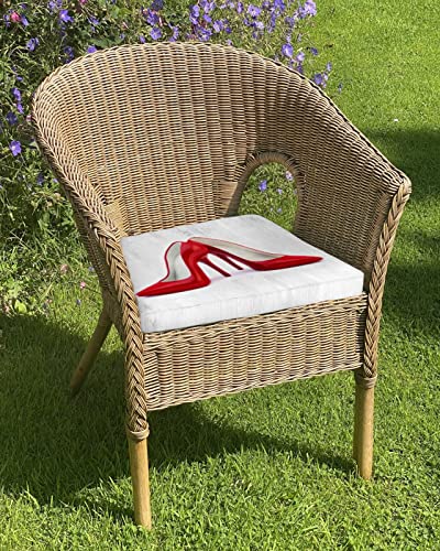 Chair Seat Covers Set of 4 Red High Heels Waterproof Outdoor Seat Covers Wood Grain Chair Covers for Dining Room Removable Kitchen Chair Covers Slipcovers for Dining Garden