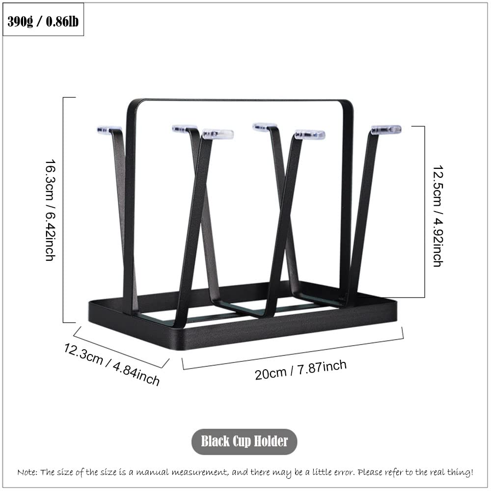 Alunsito Glass Cup Drying Rack, Nordic Style Wine Glass Drying Rack, Coffee Cup Holder, Water Bottle Organizer Metal Stand, Suitable for Home, Office, Kitchen, Black