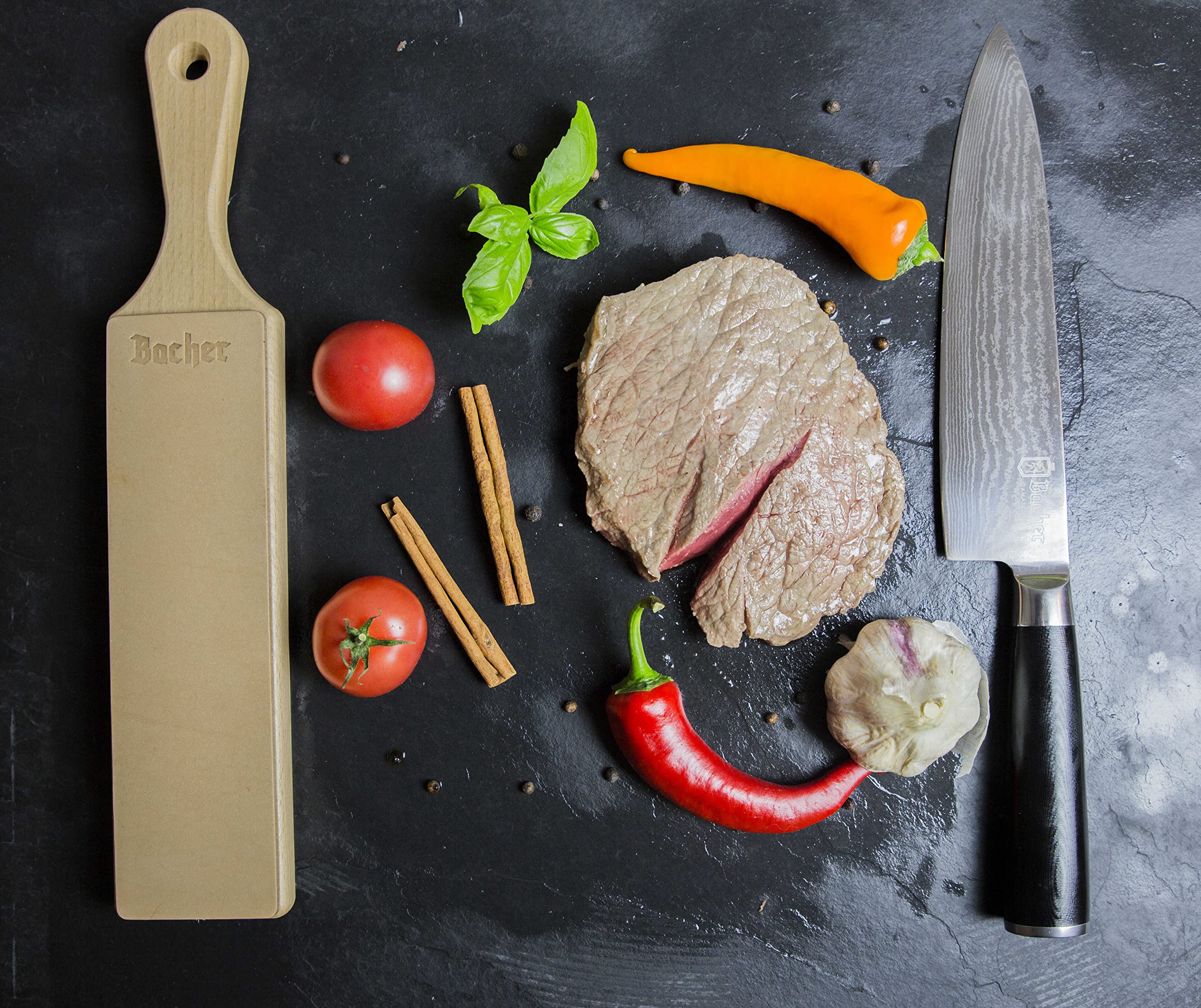 Bacher Premium Leather Strop for Knife Sharpening with Polishing Compound - Double Sided Stropping Leather – Stropping Kit: Knife Strop and Stropping Compound for Wood Carving and Woodworking