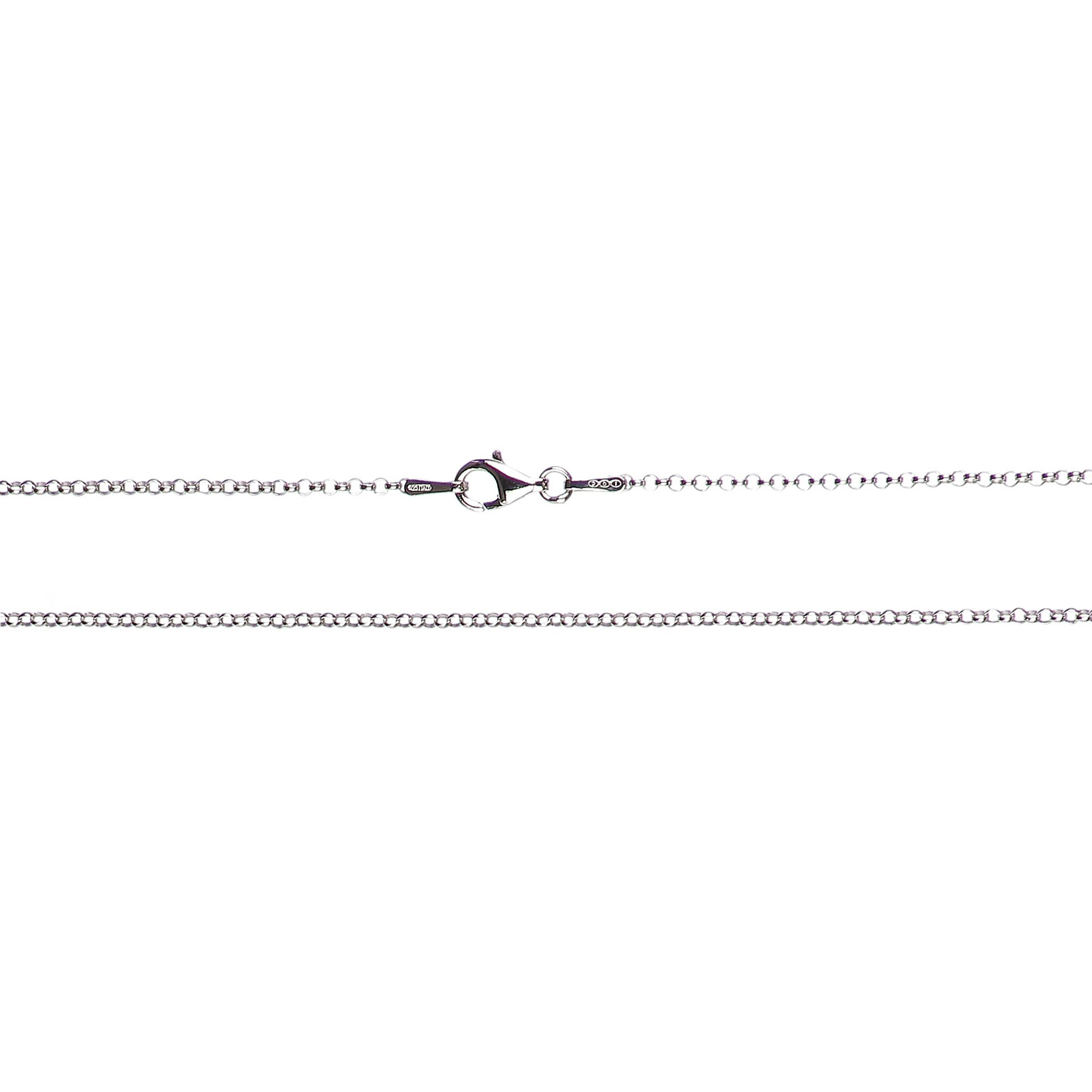 925 Sterling Silver 2.00 mm Round Rolo Chain Necklace With Pear Shape Clasp-RHODIUM FINISH