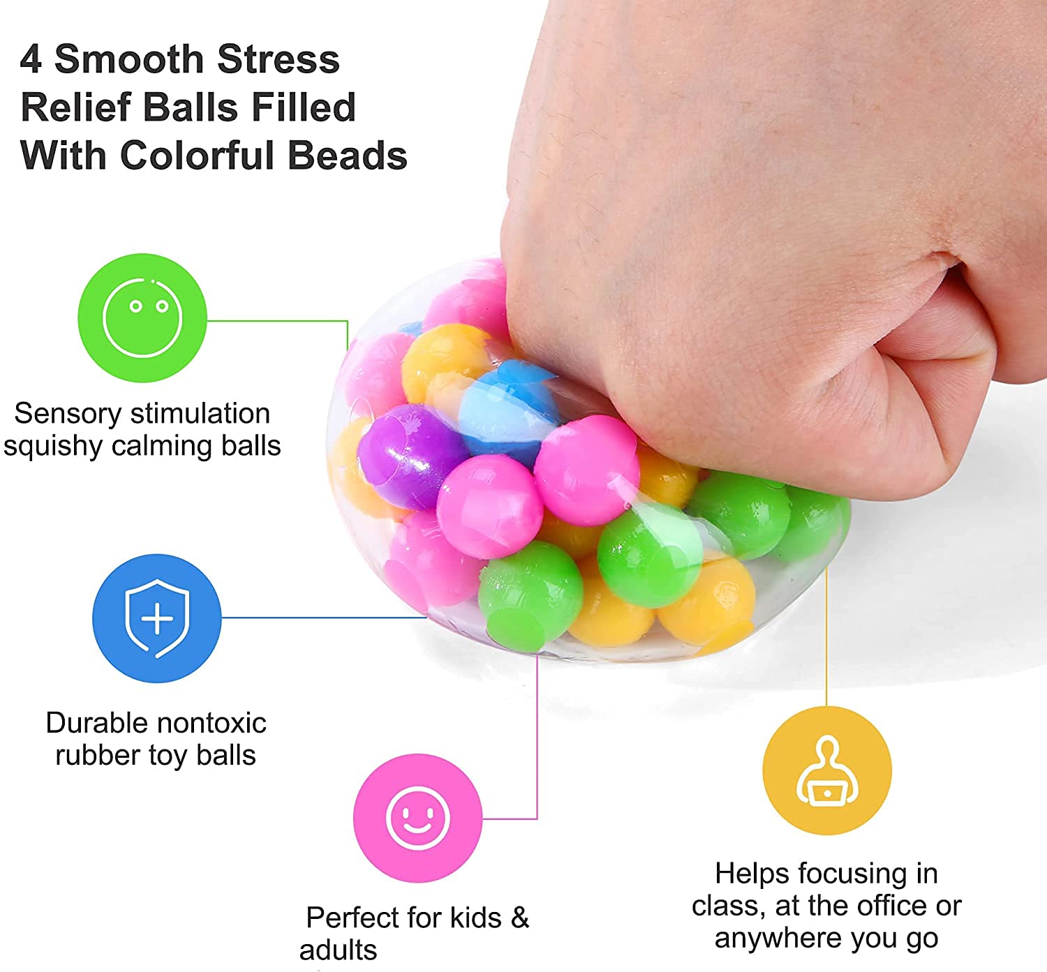 CJZZ Rainbow Stress Balls Fidget Toy, Rainbow Relief Squeezing Stress Ball for Kids Adults, Tear-Resistant, Non-Toxic,Suit ADHD, OCD, Funny Stress Ball (A1)
