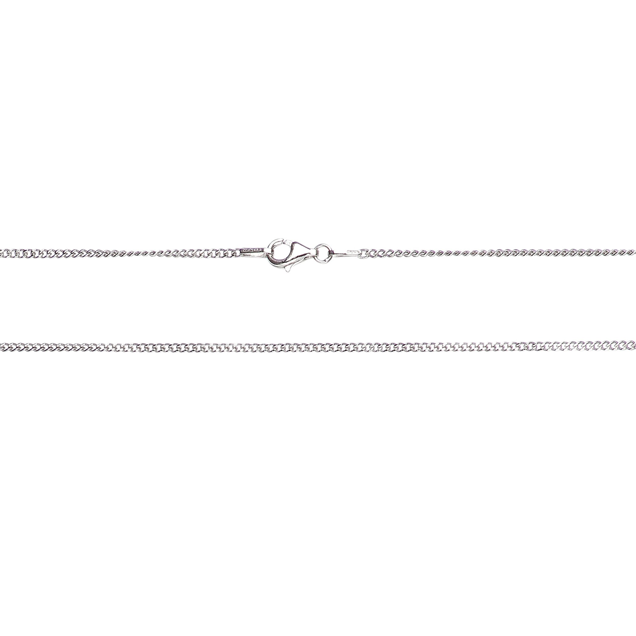 925 Sterling Silver 1.05 mm Diamond-Cut Curb Chain Necklace With Pear Shape Clasp-RHODIUM FINISH