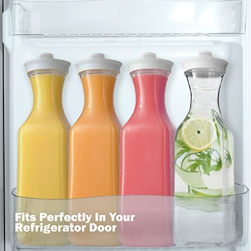 DilaBee Plastic Water Pitcher With Lid (50 Oz) Square Carafe Pitchers for Drinks, Milk, Smoothie, Iced Tea, Mimosa Bar Supplies - Juice Containers with Lids for Fridge - Food Grade BPA-Free (3-Pack)