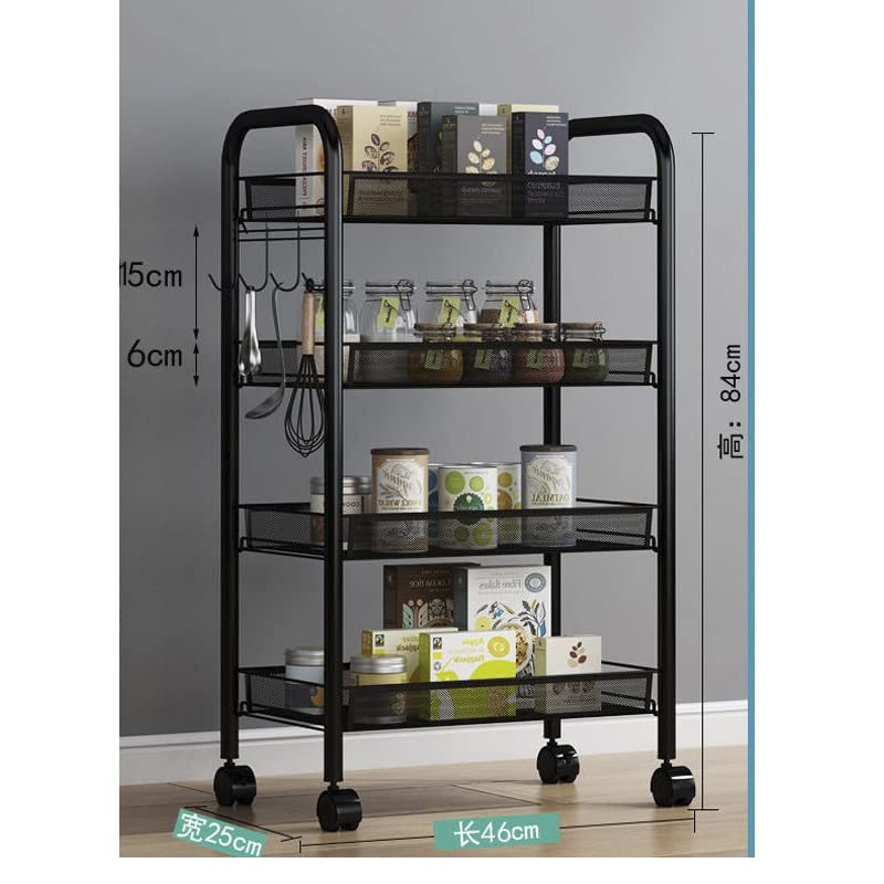 QUANJJ Kitchen Rack Storage Rack Bathroom Bedroom Storage Movable Trolley Storage Rack