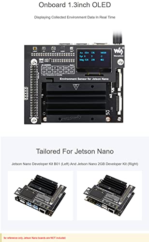 XYGStudy Environment Sensors Module for Jetson Nano 2GB and B01 I2C Bus with 1.3inch OLED Display to Collect Temperature Humidity/Air Pressure/Ambient Light Intensity/VOC/IR Ray/UV etc.