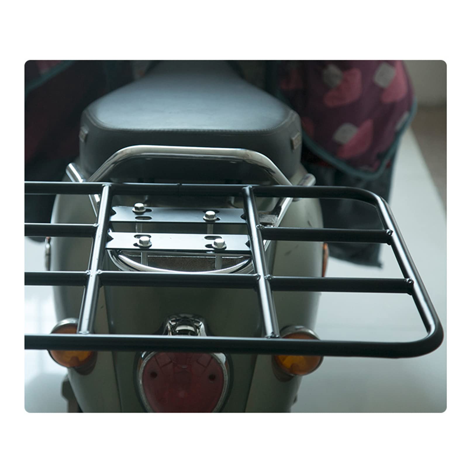 BigKing Food Delivery Box Rack Rear Grille,Electric Bicycle Delivery Box Rack Rear Grille 80kg Loading Seamless Steel Tube Universal for Motorcycle(Flat (53/43))