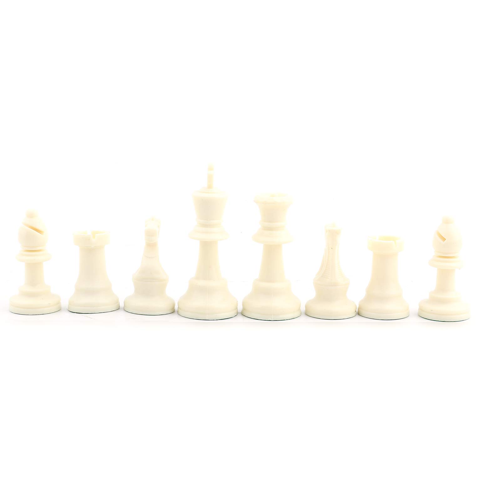 Chess Pieces Set, 32 Pcs Plastic Chessmen Set -16 Pcs Black & 16Pcs White Pieces for International Chess Game (Large 77mm)
